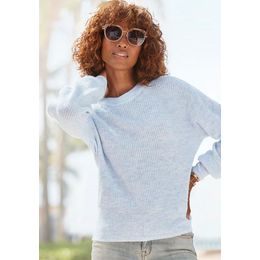 Lascana Strickpullover blau Gr. 32/34 für Damen. Mit Rundhals. Figurumspielend