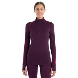 Icebreaker Merino 200 ZoneKnit™ Half-Zip-Thermo-Langarmshirt - Frau - Nightshade/electron Pink - Größe XL