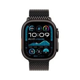 Apple Watch Ultra 2, Smartwatch schwarz, 49 mm, Milanaise Armband schwarz, Titangehäuse, Cellular