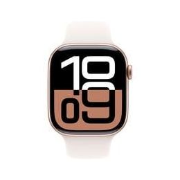 Apple Watch Series 10, Smartwatch roségold, Aluminium, 46 mm, Sportarmband blassrosa S/M, Cellular