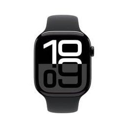 Apple Watch Series 10, Smartwatch schwarz (glänzend), Aluminium, 46 mm, Sportarmband schwarz M/L, Cellular