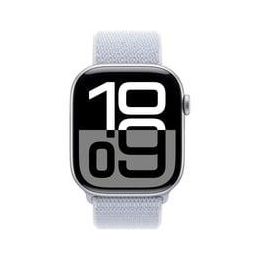 Apple Watch Series 10, Smartwatch silber, Aluminium, 42 mm, Sport Loop blaue Wolke