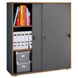 Vcm my office Schiebetürenschrank Salia, 920792 anthrazit, honig-eiche 2 Fachböden 100,0 cm 37,4 cm