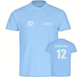 multifanshop® Herren T-Shirt - Argentina - Trikot 12 - Druck weiß