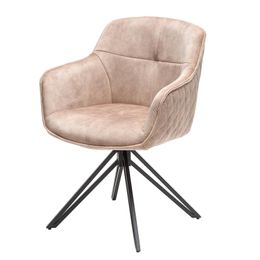 Riess Ambiente riess-ambiente Stuhl EUPHORIA - drehbar champagner greige Samt Armlehne Metallgestell schwarz Esszimmer