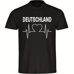 multifanshop® Herren T-Shirt - Deutschland - Herzschlag - Druck weiß