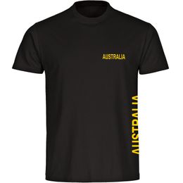 multifanshop® Herren T-Shirt - Australia - Brust & Seite - Druck gelb