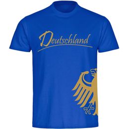 multifanshop® Herren T-Shirt - Deutschland - Adler seitlich Gold - Druck gold metallic