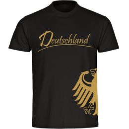 multifanshop® Herren T-Shirt - Deutschland - Adler seitlich Gold - Druck gold metallic