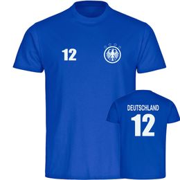 multifanshop® Herren T-Shirt - Deutschland - Adler Retro Trikot 12 - Druck weiß