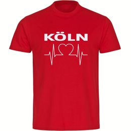 multifanshop Kinder T-Shirt - Köln - Herzschlag - Druck weiß - Kind