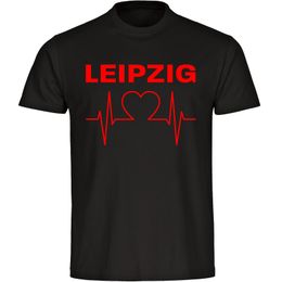 multifanshop® Kinder T-Shirt - Leipzig - Herzschlag - Druck rot