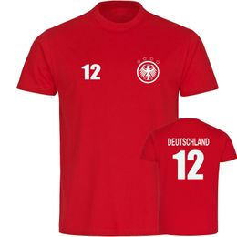 multifanshop® Herren T-Shirt - Deutschland - Adler Retro Trikot 12 - Druck weiß