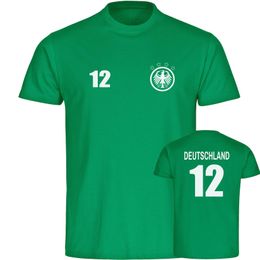 multifanshop® Herren T-Shirt - Deutschland - Adler Retro Trikot 12 - Druck weiß