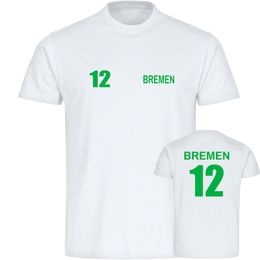 multifanshop® Kinder T-Shirt - Bremen - Trikot Nummer 12 - Druck grün