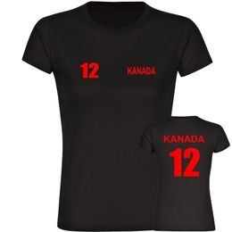 multifanshop Damen T-Shirt - Kanada - Trikot Nummer 12 - Druck rot - Frauen
