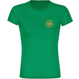 multifanshop Damen T-Shirt - Deutschland - Adler Retro Gold - Druck gold metallic - Frauen