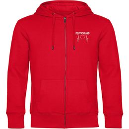 multifanshop Kapuzen Sweatshirt Jacke - Deutschland - Herzschlag - Druck weiß - Sweat