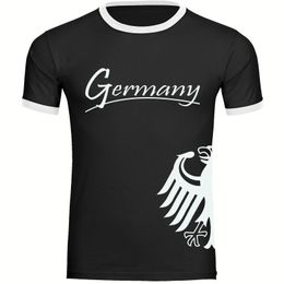 multifanshop® Kontrast T-Shirt - Germany - Adler seitlich - Druck weiß