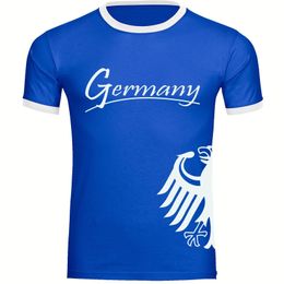 multifanshop® Kontrast T-Shirt - Germany - Adler seitlich - Druck weiß