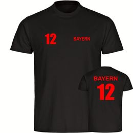 multifanshop Kinder T-Shirt - Bayern - Trikot Nummer 12 - Druck rot - Kind