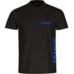 multifanshop® Kinder T-Shirt - France - Brust & Seite - Druck blau