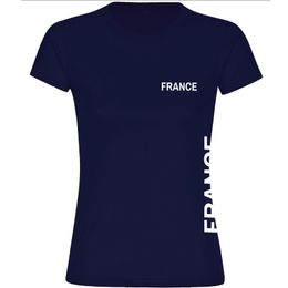 multifanshop Damen T-Shirt - France - Brust & Seite - Druck weiß - Frauen