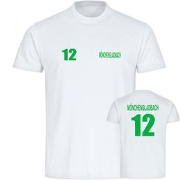 multifanshop® Kinder T-Shirt - Mönchengladbach - Trikot Nummer 12 - Druck grün