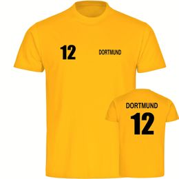 multifanshop® Kinder T-Shirt - Dortmund - Trikot 12 - Druck schwarz