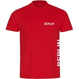 multifanshop Kinder T-Shirt - Berlin rot - Brust & Seite - Druck weiß - Kind