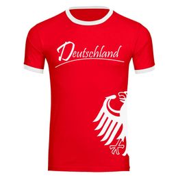 multifanshop® Kontrast T-Shirt - Deutschland - Adler seitlich - Druck weiß