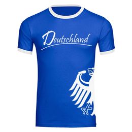 multifanshop® Kontrast T-Shirt - Deutschland - Adler seitlich - Druck weiß