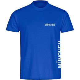 multifanshop Kinder T-Shirt - München blau - Brust & Seite - Druck weiß - Kind