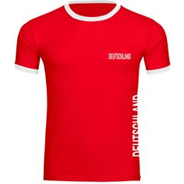 multifanshop® Kontrast T-Shirt - Deutschland - Brust & Seite - Druck weiß