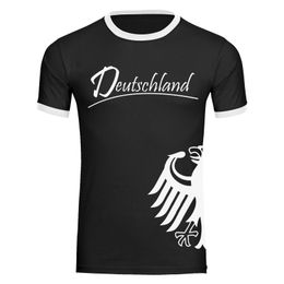 multifanshop® Kontrast T-Shirt - Deutschland - Adler seitlich - Druck weiß