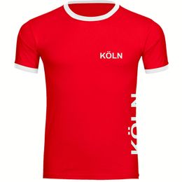 multifanshop® Kontrast T-Shirt - Köln - Brust & Seite - Druck weiß