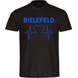 multifanshop® Kinder T-Shirt - Bielefeld - Herzschlag - Druck blau