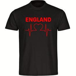 multifanshop® Herren T-Shirt - England - Herzschlag - Druck rot