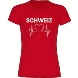 multifanshop Damen T-Shirt - Schweiz - Herzschlag - Druck weiß - Frauen