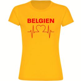 multifanshop Damen T-Shirt - Belgien - Herzschlag - Druck rot - Frauen