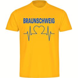 multifanshop Kinder T-Shirt - Braunschweig - Herzschlag - Druck blau - Kind