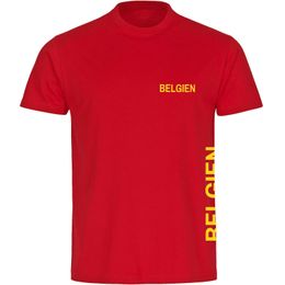 multifanshop® Kinder T-Shirt - Belgien - Brust & Seite - Druck gelb