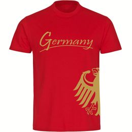 multifanshop® Kinder T-Shirt - Germany - Adler seitlich Gold - Druck gold metallic