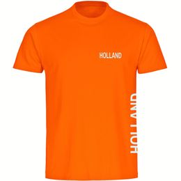 multifanshop® Herren T-Shirt - Holland - Brust & Seite - Druck weiß