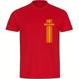 multifanshop Kinder T-Shirt - Belgien - Streifen - Druck gelb - Kind