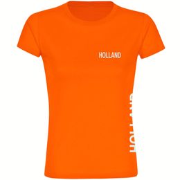 multifanshop Damen T-Shirt - Holland - Brust & Seite - Druck weiß - Frauen