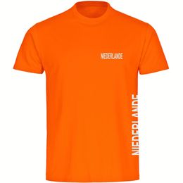 multifanshop® Herren T-Shirt - Niederlande - Brust & Seite - Druck weiß