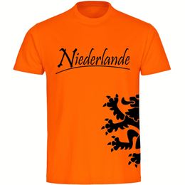 multifanshop® Herren T-Shirt - Niederlande - Löwe seitlich - Druck schwarz