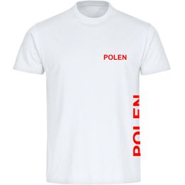 multifanshop Kinder T-Shirt - Polen - Brust & Seite - Druck rot - Kind