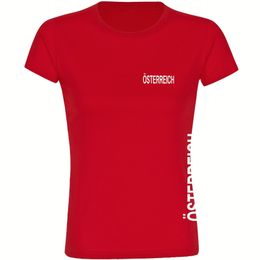 multifanshop Damen T-Shirt - Österreich - Brust & Seite - Druck weiß - Frauen